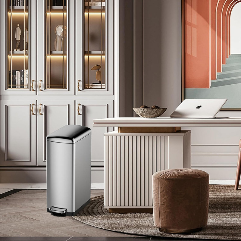 babevy 8 Gallon (30L) Slim Kitchen Trash Can, Stainless Steel Garbage Can | Wayfair